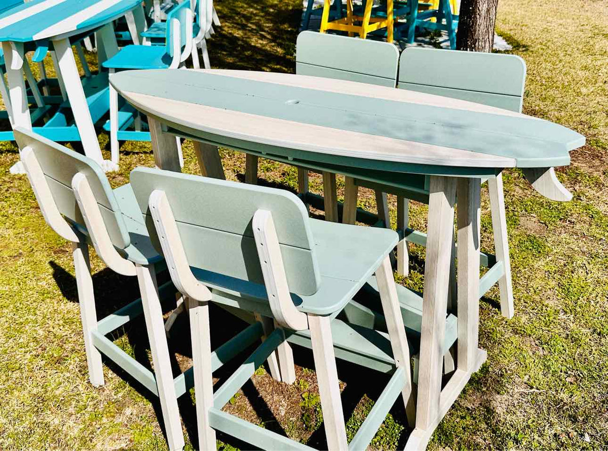 6' Surfboard Bar Height Table- Seashell & Mint — Upscale Furniture
